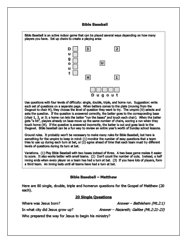 Bible Baseball - Matthew - Tidings